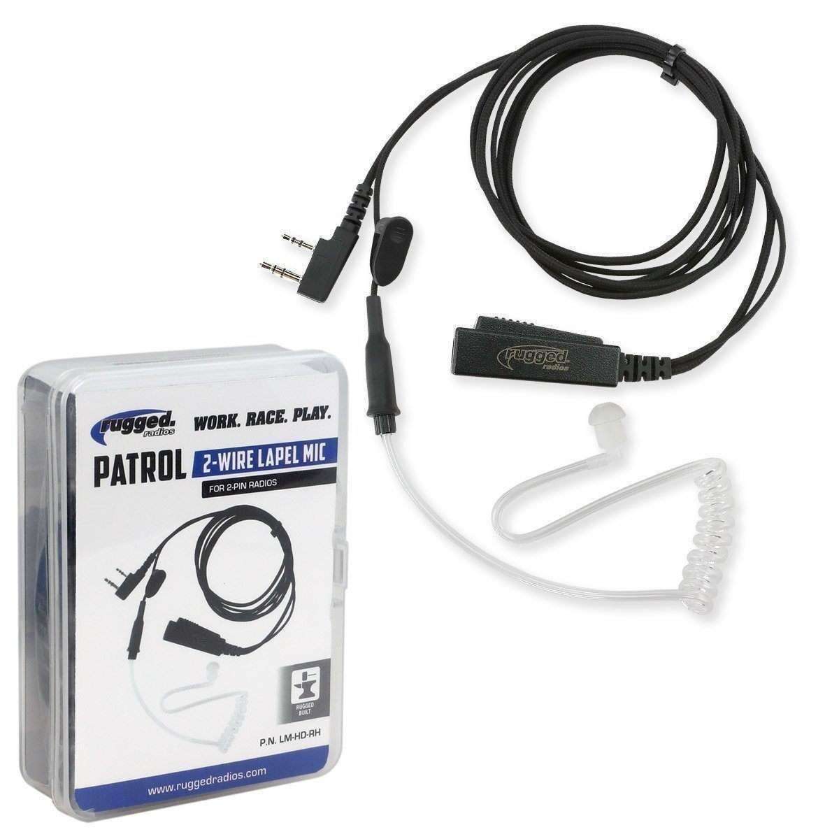Rugged Radios 2-Wire Lapel Mic with Acoustic Ear Tube for Rugged Handh ...
